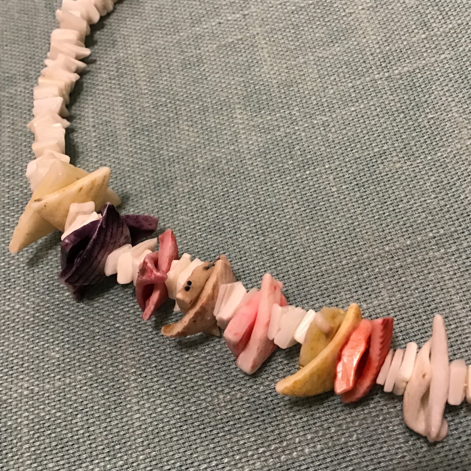 Vintage Pooka Shell Necklace Island Style Multi Color Shell Chips 17 ...