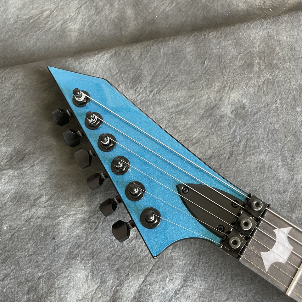 Mahogany Solid Body&Neck H-H Floyd Rose Bridge Blue Fly V Electric ...