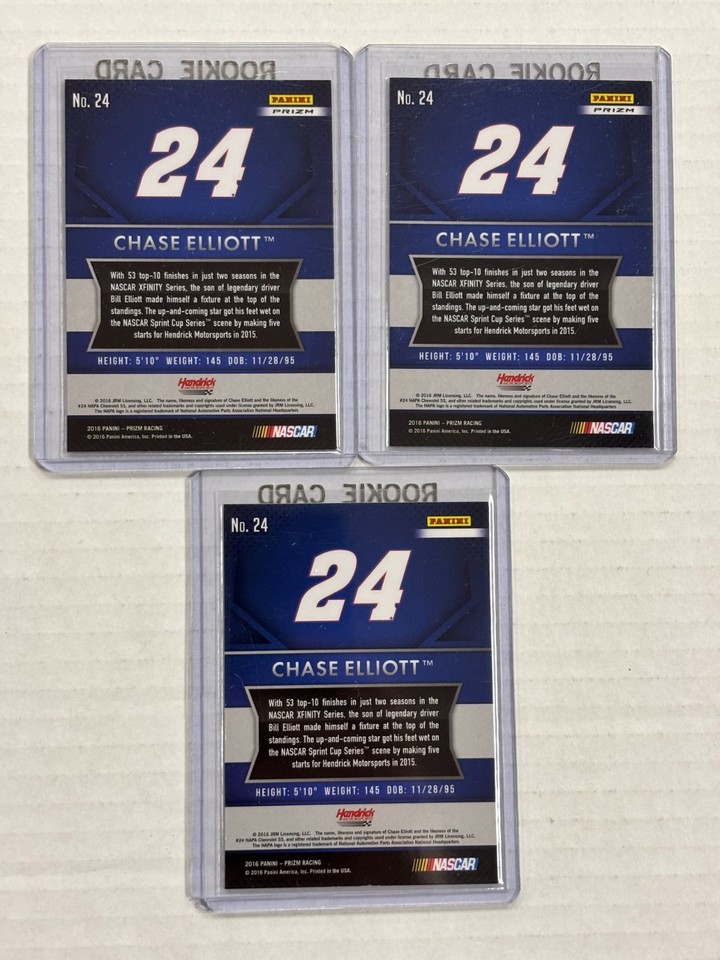 2016 Prizm NASCAR Chase Elliott #24 RC ROOKIE SILVER PRIZM LOT OF 3 NASCAR | eBay
