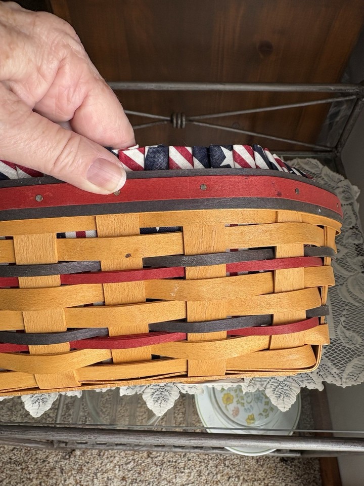 Longaberger 1999 Blue Ribbon Bread Basket W/ Liner & Plastic Protector ...