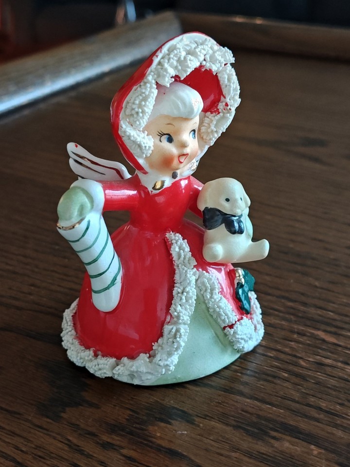 ADORABLE NAPCO CHRISTMAS SPAGHETTI ANGEL BELL w/ ORIGINAL FOIL LABEL ...