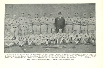1921 Baseball Guide Page - 1920 Pacific Coast League Champion Vernon ...