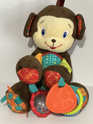 Taggie Bright Starts Monkey Plush Security Blanket Teether Toy Lovey ...