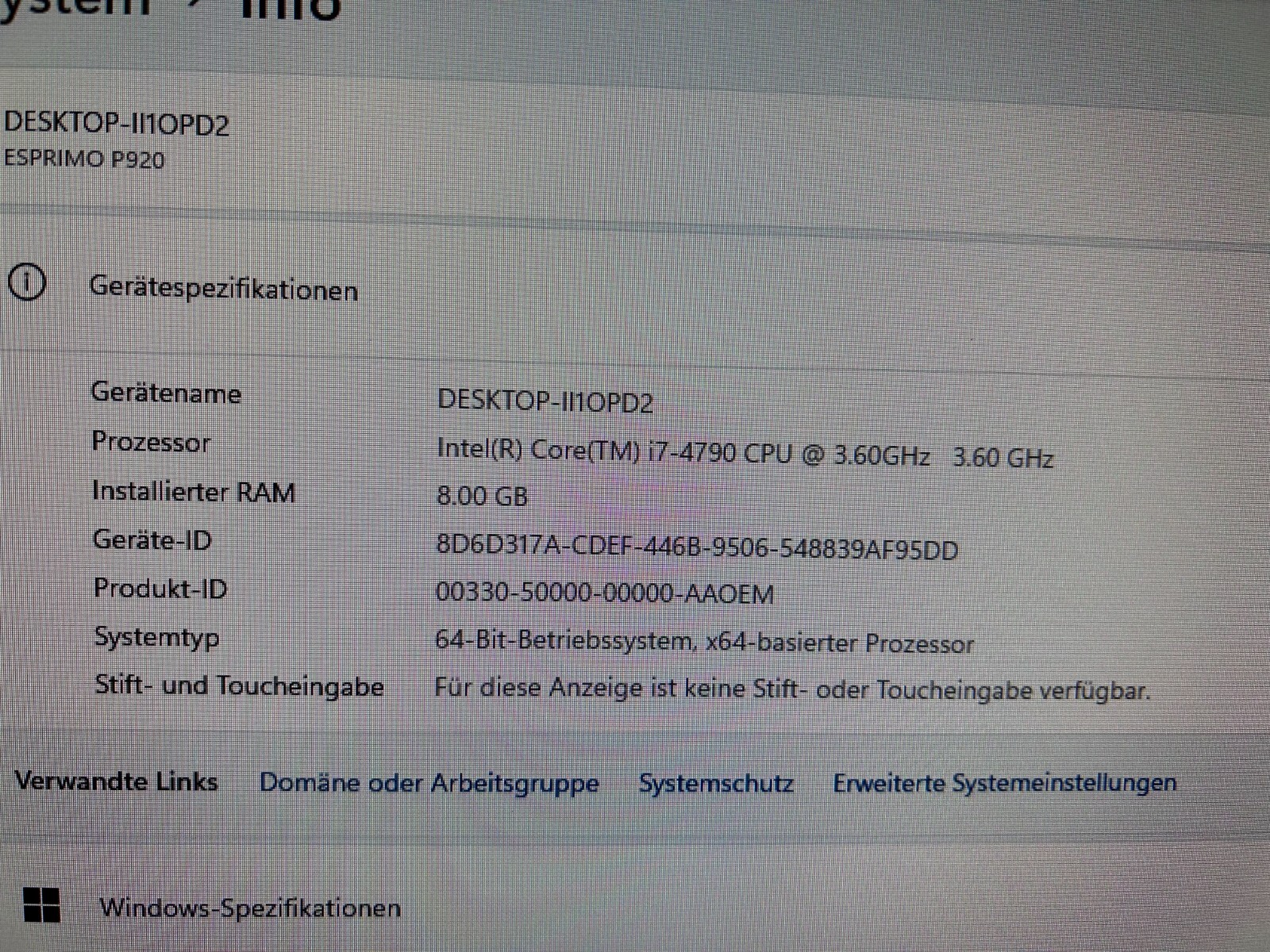 Fujitsu ESPRIMO P920 intelCore i7 _ 4790 _ 3.60 GHz SSD 250GB ram 8GB ...