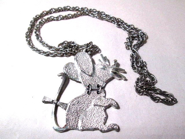 VINTAGE NECKLACE SILVER TONE MOUSE ARTICULATED PENDANT FUN CUTE | eBay