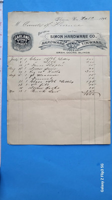1890 Florence Wisconsin Antique Billhead Hardware Letterhead Receipt | eBay