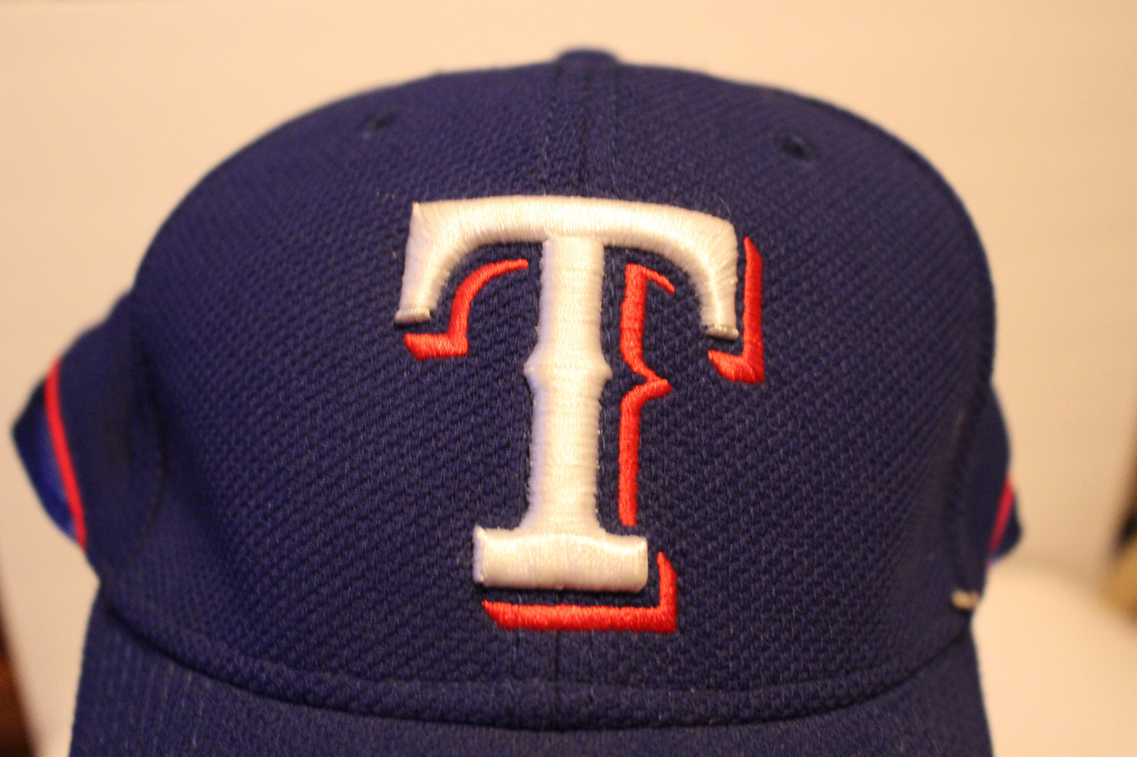 Blue Texas Rangers Baseball Cap Hat with White Embroidered T on Red T ...