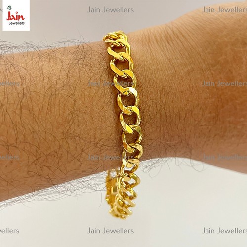 18 Kt, 22 Kt Solid Real Gold Men's Curb Cuban Link Bracelet Bangle 30 - 50 Grams | eBay
