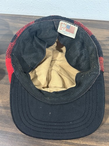 Vintage Wool Hat Buffalo Plaid Trapper Cap 50s Hunting Ear Flaps USA ...