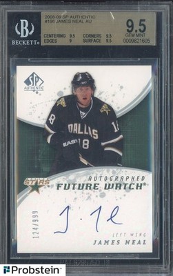 2008-09 SP Authentic Hockey #198 James Neal RC Rookie AUTO /999 BGS 9.5 ...
