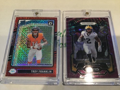 2 ROOKIES!(TROY FRANKLIN OPTIC RED REFRACTOR)(BLAKE CORUM PRIZM PURPLE ...