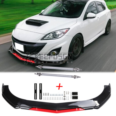For Mazda Mazdaspeed 3 6 GLOSS Red Front Bumper Lip Splitter Body Kit ...