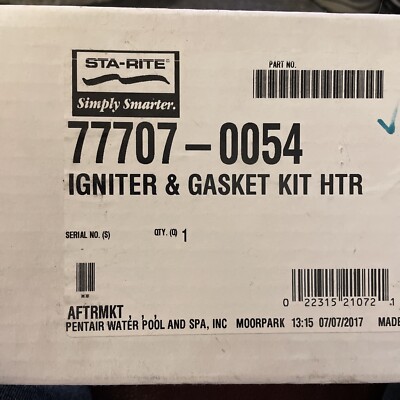 Pentair 77707-0054 Igniter W/gasket Kit Mastertemp, Sta-Rite Brand New ...