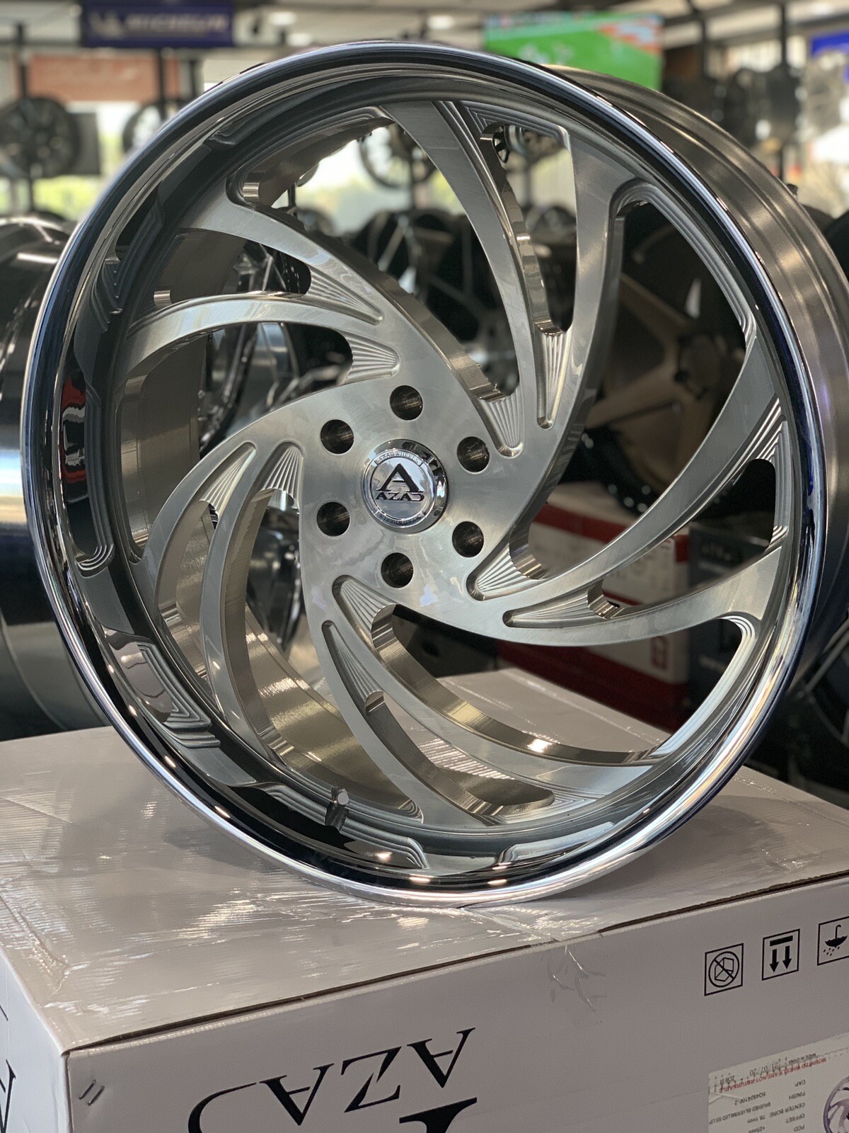 (4) 24x10 Azad Drip Brushed Silver Chrome Lip Rim 6x139.7 | 78.1mm Hub ...