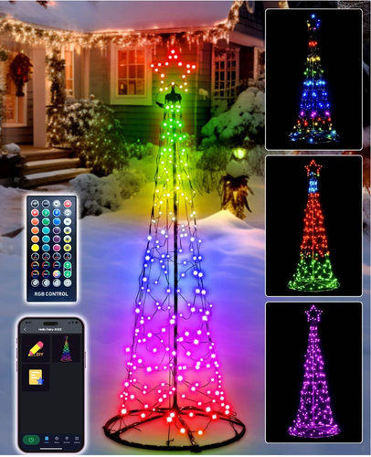 LED Lights Show 7FT, 265LED DIY Prelit Outdoor Decors Tree Lights App ...