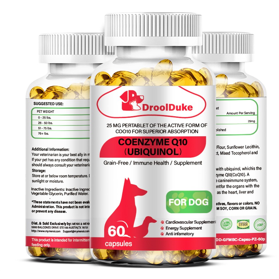 Coenzyme Q10 for Dogs, Grain-Free Supplement, Ubiquinol Promotes Heart ...