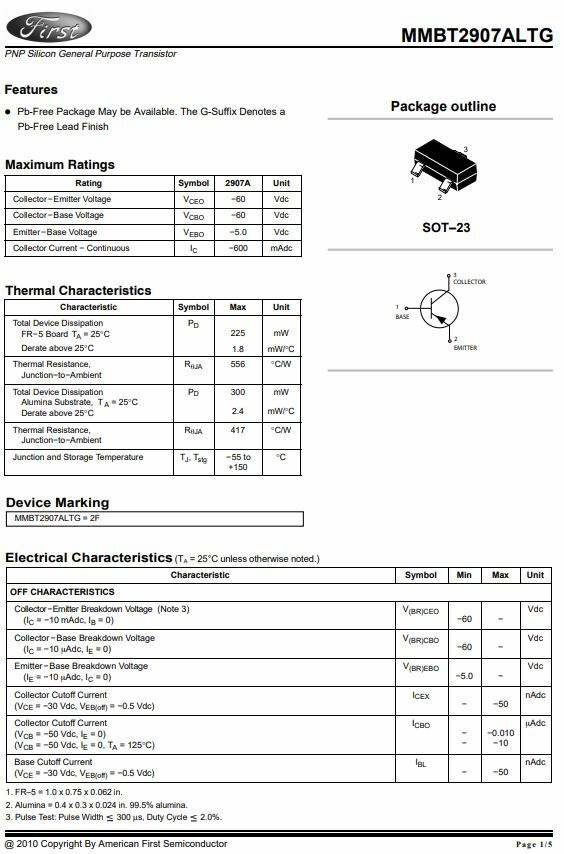 MMBT2907A 2F 60V 600mA 225mW PNP General Purpose Silicon Transistor SMD ...