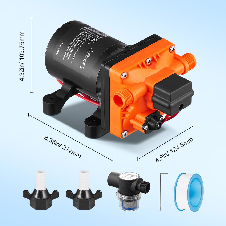 12V Water Pressure Diaphragm Pump Self-Priming Pump 55 PSI 3.5 GPM Boat ...