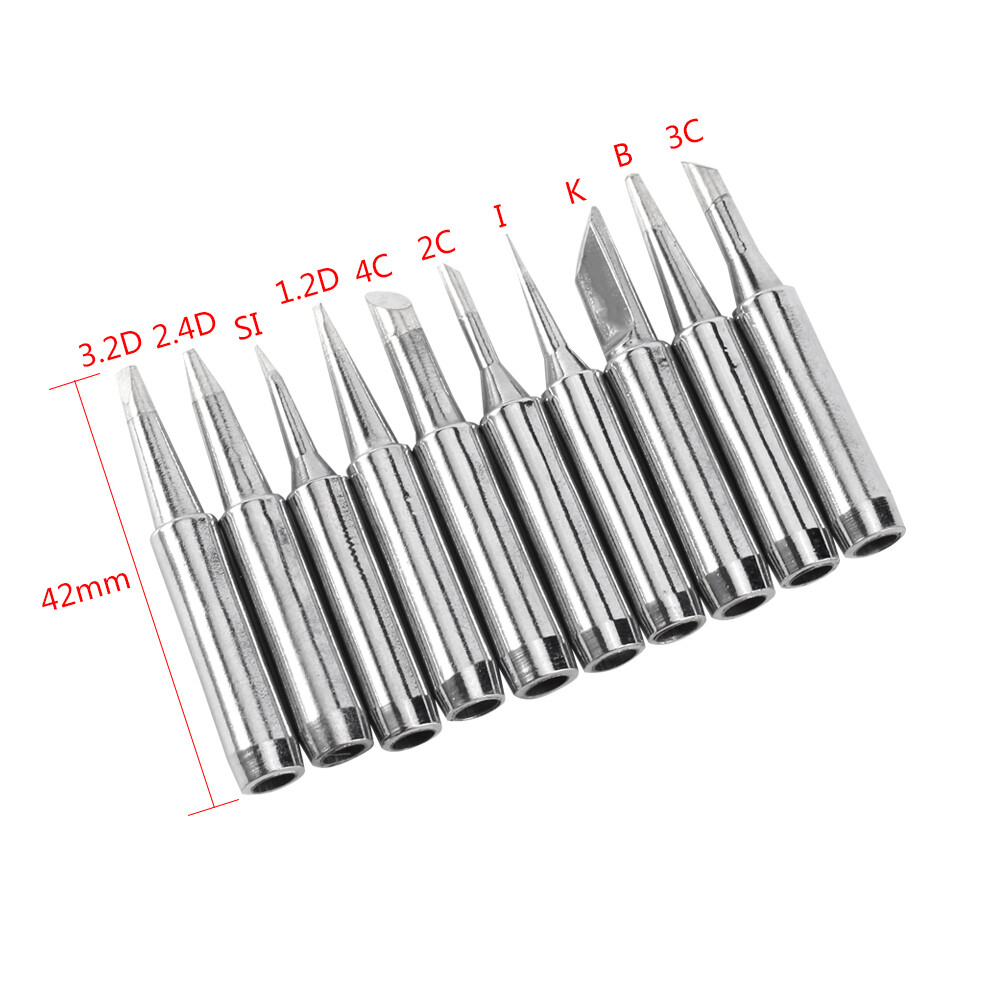 10Pcs 900M-T Soldering Iron Tip For 936 937 938 969 8586 852D Soldering ...