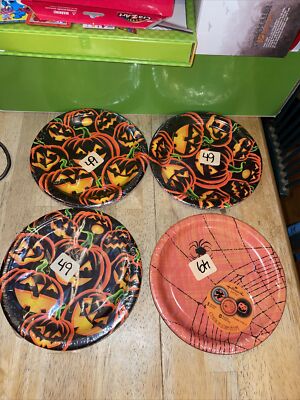 4 PKS of 8 Halloween Paper Plates Pumpkins Spiders 7" New & Sealed | eBay