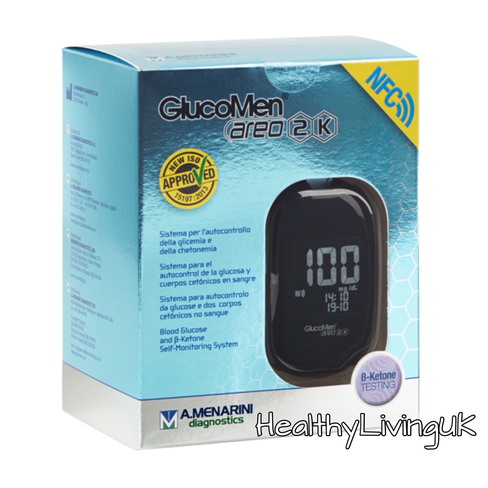 Glucomen Areo 2K Blood Glucose & Ketones Monitor/Meter/System + Strips ...