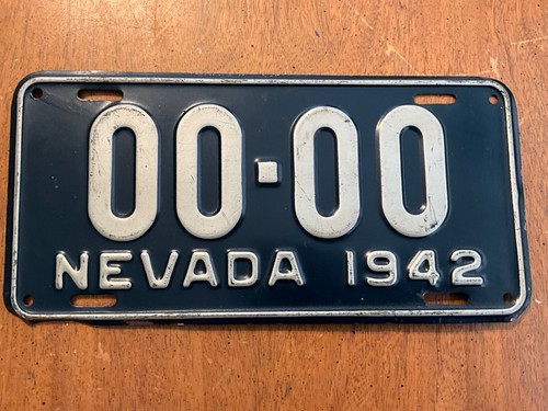 1942 Nevada SAMPLE License Plate Tag 00-00 | eBay