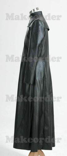 Manteau trench long en cuir noir Matrix Neo costume veste cosplay | eBay