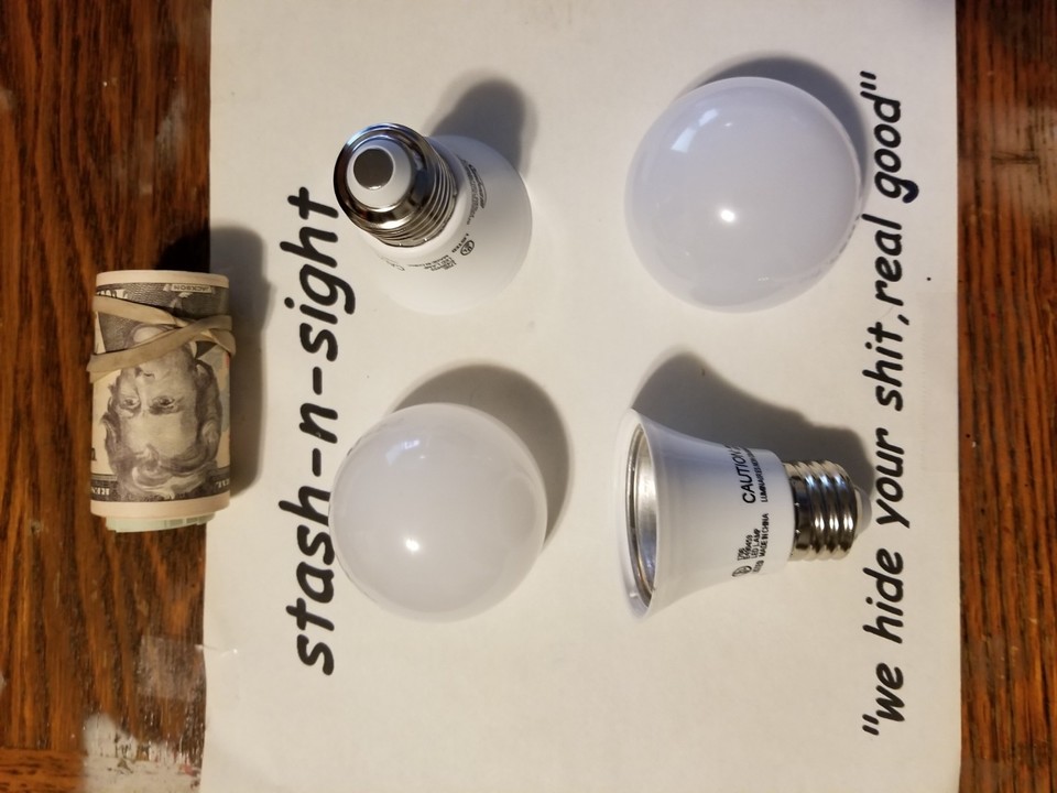 x 2 Light Bulb Hidden Storage Secret Diversion Stash *Non-Glass ...