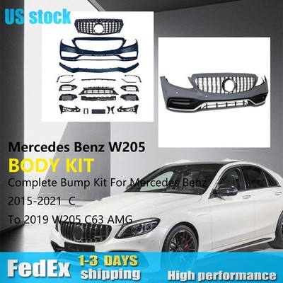 Front Bumper Kit Convert 15-21 Mercedes Benz W205 C Class to C63 AMG ...