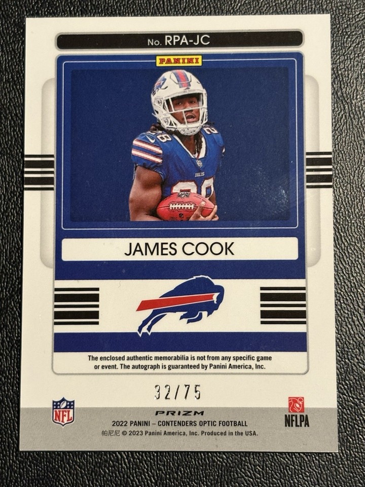 James Cook Bills Signed 2022 Contenders Optic #RPA-JC 65/75 | eBay