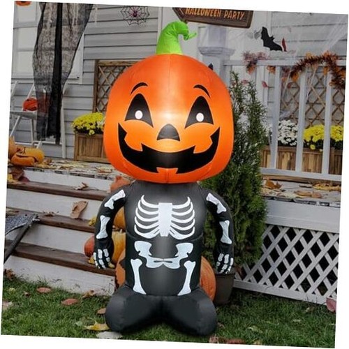 4FT Halloween Inflatable Decoration Skull Pumpkin Man Outdoor ...