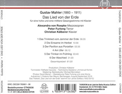 CHRISTIAN KÄLBERER / ALEXANDRA VON ROEPKE / PETER FURLONG GUSTAV MAHLER ...