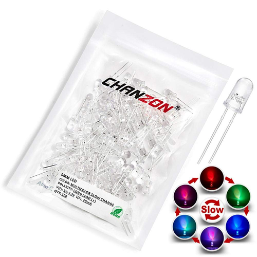100 Pcs 5Mm RGB Multicolor Slow Blinking (Multi Color Changing ...