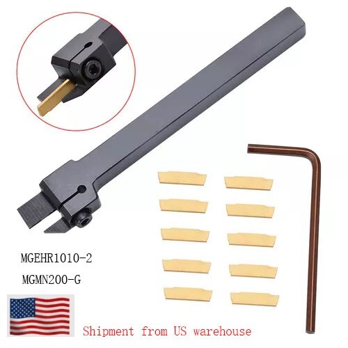 MGEHR1010-2 CNC Lathe Turning Tool Holder + MGMN200-G Grooving Cut Off ...