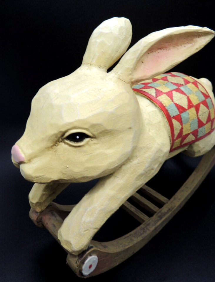 Rocking Rabbit Bunny with Quilt Folk Art Decor Easter Spring Folk Art ...