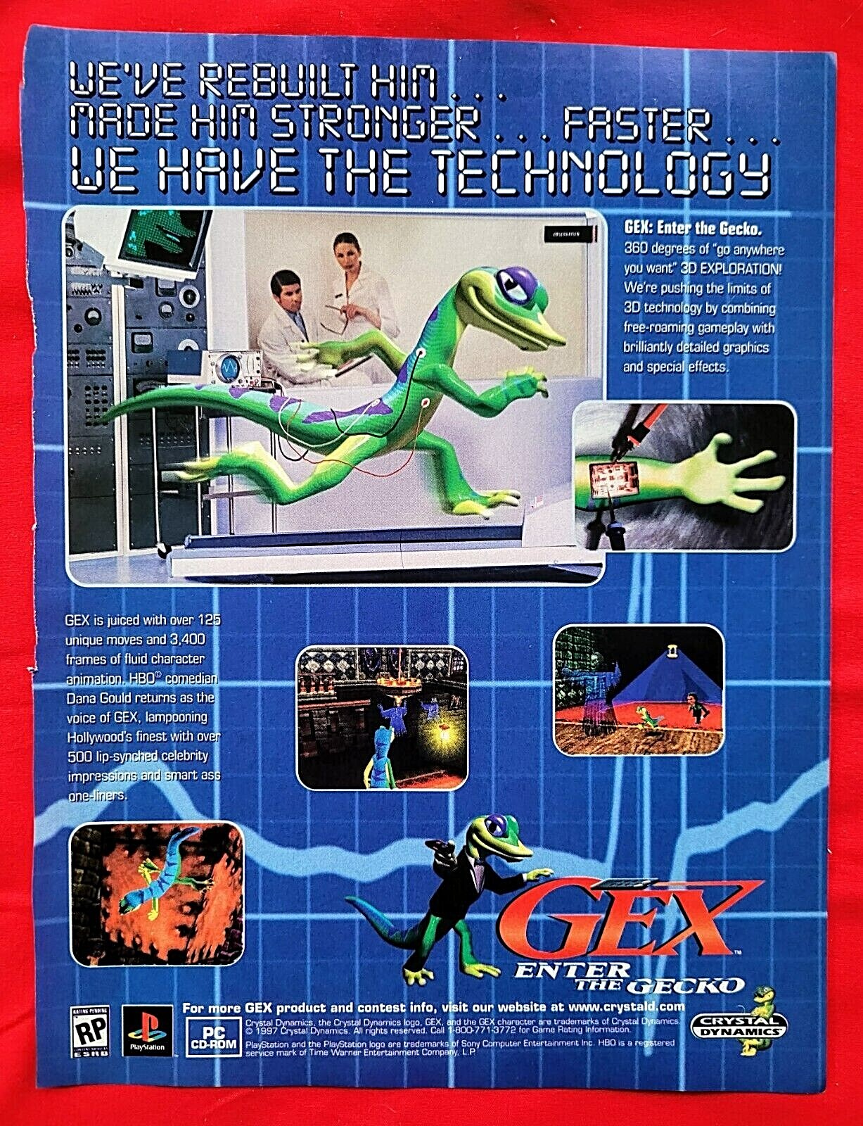 RARE! 1997 GEX Enter The Gecko PlayStation PC Video Game = Promo PRINT ...