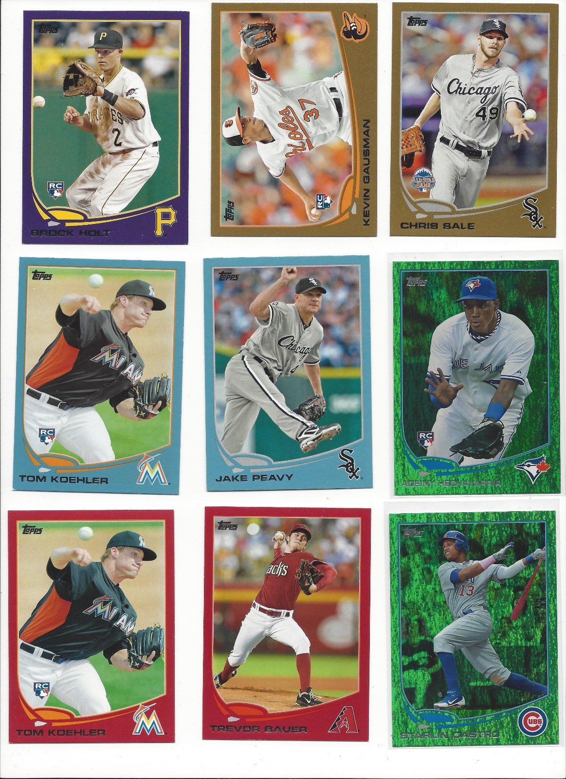 2013 TOPPS SERIES 1 #1-250 - BLUE, PURPLE, RED, EMERALD, GOLD #d/2013 ...