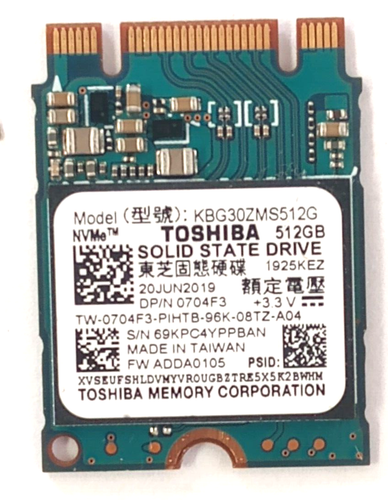 KBG30ZMV512G TOSHIBA 512GB SSD M.2 PCIe 1.2 NVM 22x30mm Solid State ...