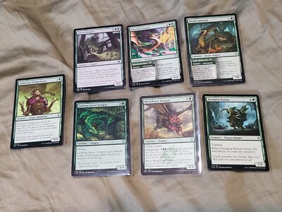 MTG Dragon x7-GreenDragon,Lurking Dragon,Emerald Dragon,Dread Linnorm ...