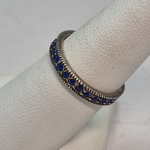 Vintage Sterling Silver 925 Han Blue Faceted Stones Eternity Band Ring ...