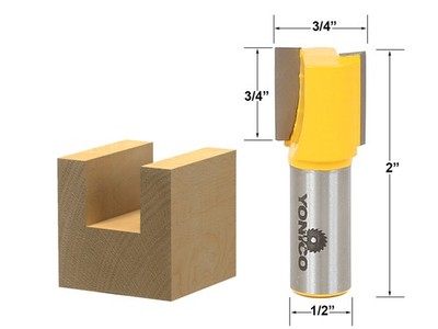 3/4" Diameter X 3/4" Height Straight Router Bit - 1/2" Shank - Yonico ...