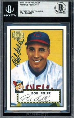 Bob Feller Beckett BAS Signed 2001 Topps Archives 1952 Autograph | eBay