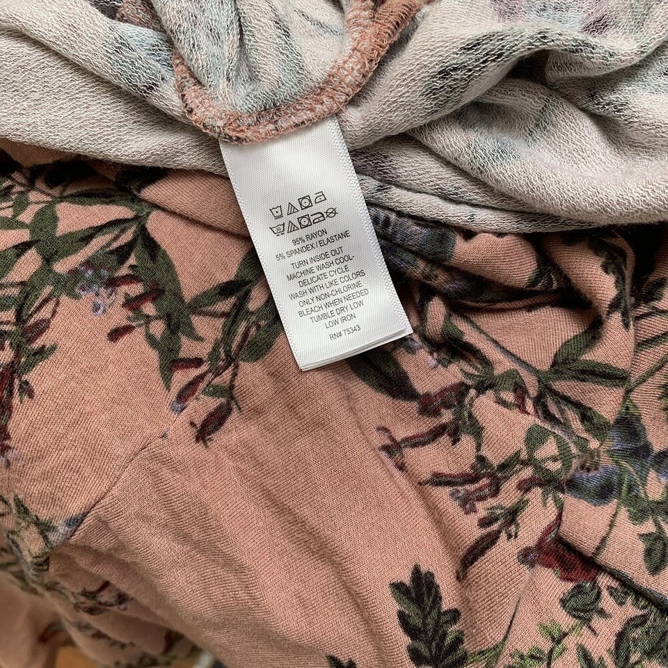Tabitha Webb 2X Hoodie Top Dusty Rose Floral Long Sleeve Comfy Plus ...