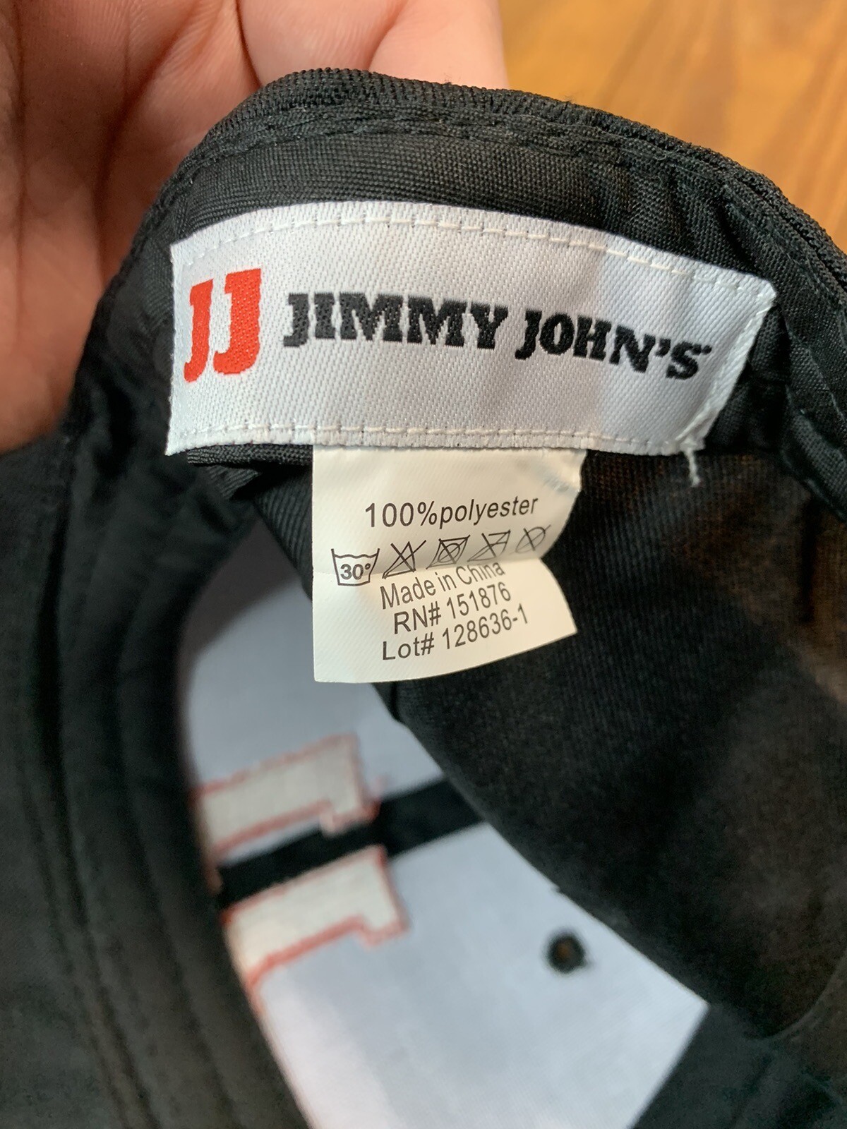 "J.J." Jimmy Johns baseball cap Black with red letters adjustable ...