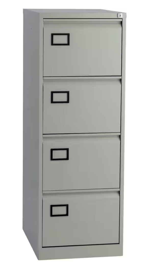 Bisley Grey 4 Drawer Foolscap Metal Filing Cabinet AOC4 Lockable with 2 ...
