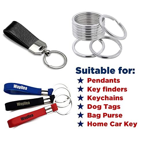 12 Pack 1 Inch/25mm Stainless Steel Keychain Rings for Arts Crafts ...