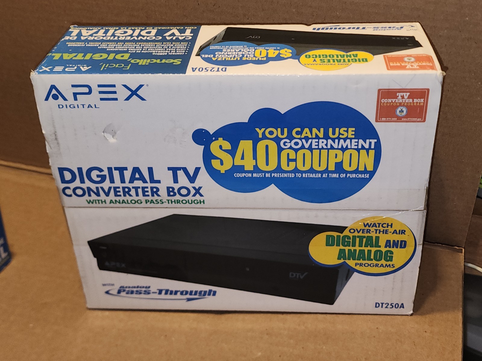 New- Apex DT250A Digital TV Converter Box with Analog Pass-Through w ...