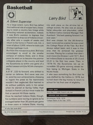 RARE Larry Bird Signed Autograph Sportscaster First Rookie Card GEM ...