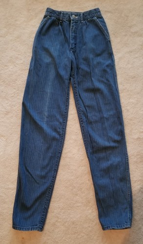 VTG 1980's LEE Railroad Pinstripe Jeans Jr 3 High Waist Made USA ...