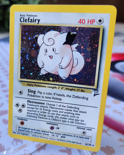 Pokémon TCG Clefairy Base Set 2 6/130 Holo Unlimited Holo Rare Vintage ...